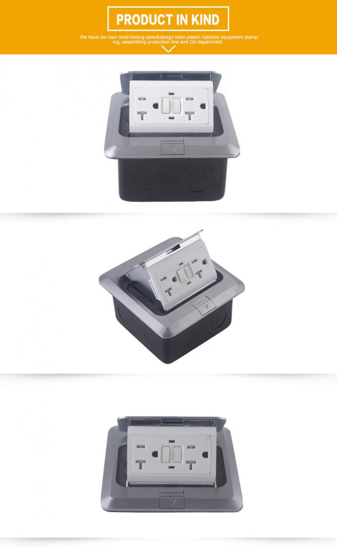 Damped Double Floor Socket 20A 125V 60Hz Recessed Electrical Floor Plugs