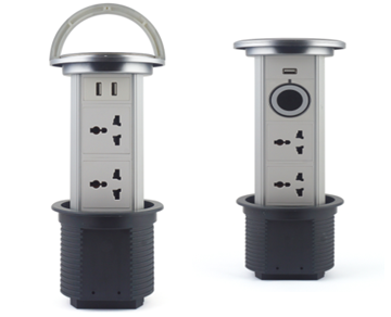 White Pull Up Socket Deskop Kitchen Benchtop Power Outlet CE Certificate