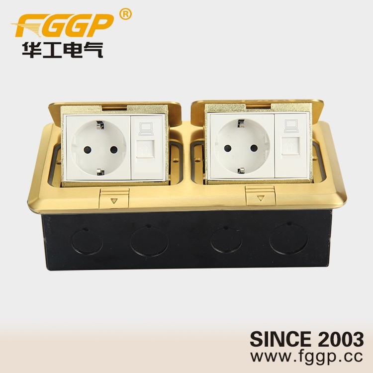 Ground 15A Floor Power Socket Outlet Box Zinc Alloy Electrical 2 Network