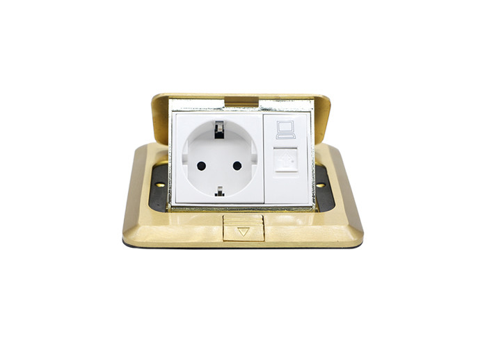 16A 250V RJ45 Floor Socket , Brass Alloy Floor Outlets In Concrete ...