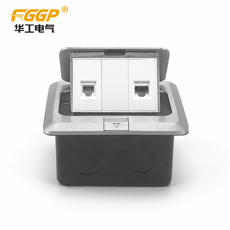 Two Rj45 Floor Socket Internet Floor Mounted Electrical Outlet With Cat ...