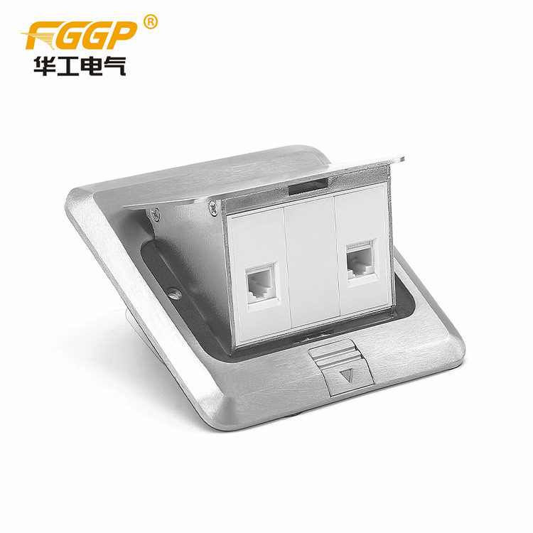 Two Rj45 Floor Socket Internet Floor Mounted Electrical Outlet With Cat ...