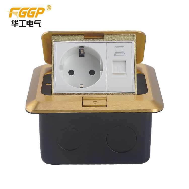 Brass Alloy Pop Up RJ45 Floor Socket 13A 250V For Concrete / Granite ...